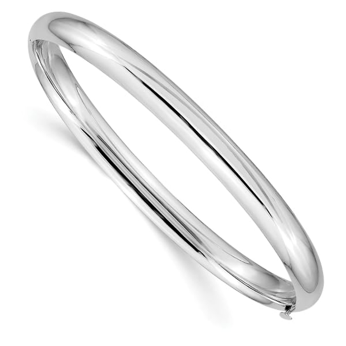 IceCarats 14K White Gold 6mm Hinged Bangle Bracelet