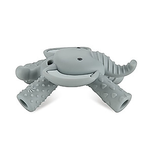 Itzy Ritzy - Ritzy Teether for Molars - Massages Sore Gums & Reaches Back Molars - Silicone Baby Teething Toy with Multiple Textures & Flexible Design - Teething Relief for 3 Months & Up (Elephant)
