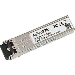 Mikrotik S-85DLC05D is a 1.25G SFP transceiver with a 850nm Dual LC connector, for up to 550 meter Multi Mode fiber