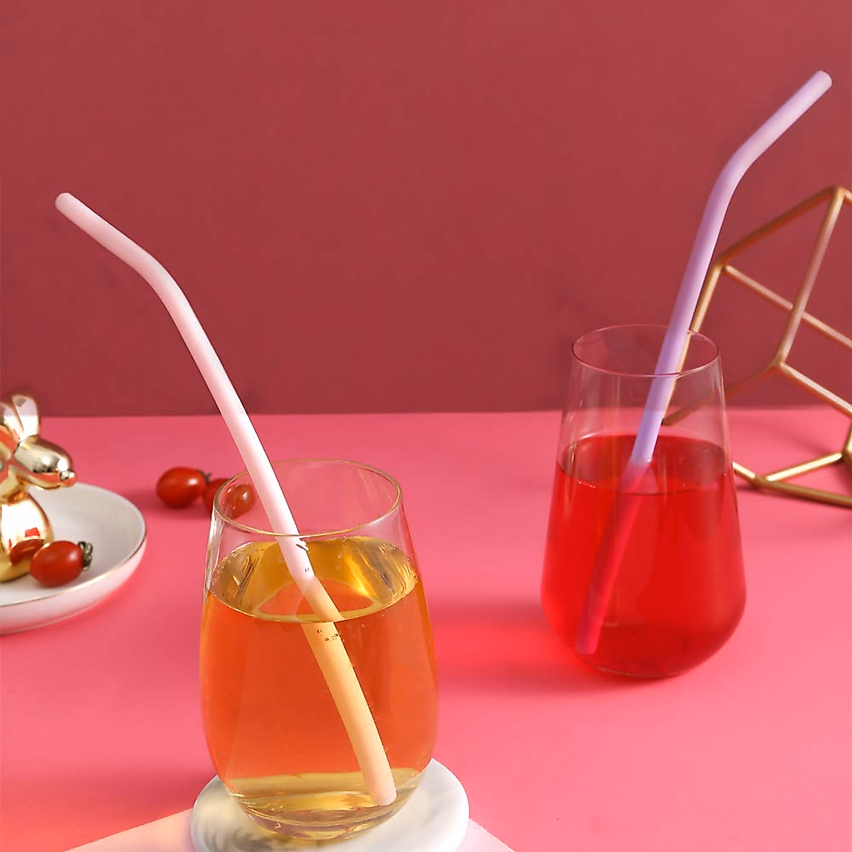 Reusable Straws Silicone Drinking Straws LFGB Approved 12 pcs 10" Extra Long Regular Size for 30/20oz Yeti/Ozark/Rtic Tumblers+2Pcs Brushes+ 1 Linen Pouch