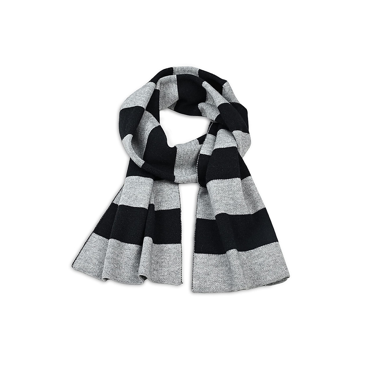 Gru Costume Scarf, Winter Cashmere Feel Knit Scarf for Men Women Classic Black Gray Striped Scarves Fall Lightweight Long Scarf Soft Shawl for Halloween Christmas Costume Father Gifts (Grey & Black)