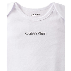 Calvin Klein Organic Unisex Baby Essentials 4-Piece Set with Long Sleeve Tee & Pants, Ultra-Soft Beanie & Socks Included, Bright White