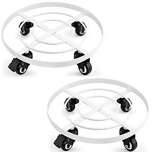 Amagabeli Garden Hose Holder Bundle 2 Pack Plant Caddies White 14inch