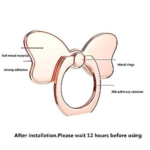 Pelc Cell Phone Ring Holder Stand,Finger Ring Stand Butterfly Metal Ring Grip for Magnetic Car Mount Compatible with All Smartphone- Rose Gold