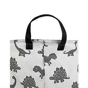 HUAYEE Rectangular Storage Bin Shelf Basket Canvas Fabric Toy Box,Waterproof Coating Nursery Hamper with Handles,Gift Basket for Home,Office,ClothesBooks(REC Dinosaur)