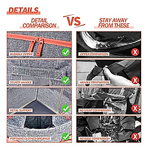 PoPThinG Metal Support Clothes Storage Bag. Organizer box with Support, Hard Bottom, Sturdy Handle, Durable Zipper. Suitable for Clothes, Underwear, Towel. 2 Pack/ 6.34gal /Grey