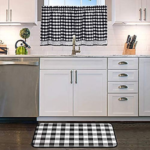 Sweet Home Collection ACH-ANTFMBBK Memory Foam Anti Fatigue Kitchen Floor Mat Rug, 30" x 18", Buffalo Check Black/White