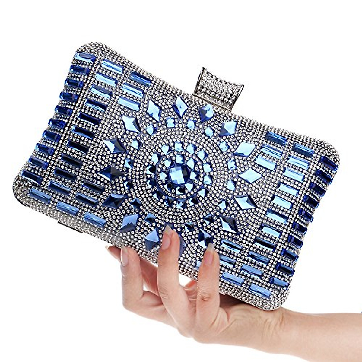 Acrylic Women Evening Bag Diamonds Purse Handbags Chain Shoulder Wedding Party Evening Clutches Messenger Bag Christmas (Blue)