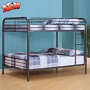 Aooppec Stronger & More Durable Full Over Full Metal Bunk Beds, Heavy Duty Steel Frame Bunk Bed Full Over Full with Ladder & Safety Rails for Kids Adults Teens, Can Be Converted to 2 Beds