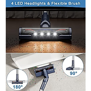 ORFELD Cordless Vacuum Cleaner, 33Kpa Stick Vacuum, Smart LED Touch Screen Cordless Vacuum, Max 60mins Runtime, 6 in 1 Lightweight Handheld Quiet Vacuum Cordless for Pet Hair, Carpet & Hardwood Floor