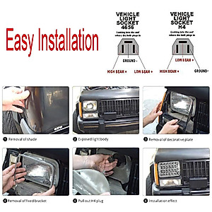 AMUNIESUN 4 PCS DOT Approved 4x6 Inch Halo Headlights Replacement H4651 H4652 H4656 H4666 H6545 Compatible With Peterbilt Kenworth Freightinger Ford Probe