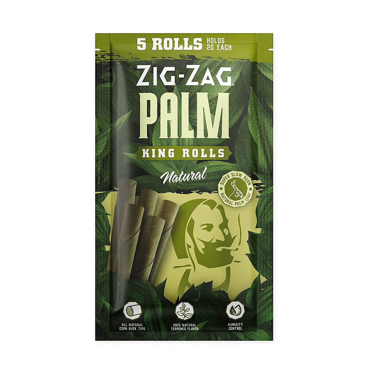 Zig-Zag Mini Palm Rolls (5 Pack) - Natural Flavor - Natural Pre Wrap Palm Leafs Pre Rolled Cones - Palm Cones