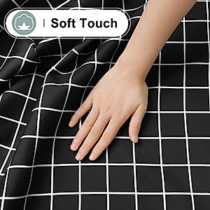 misaya Rectangle Waterproof Fabric Table Cloth, Plaid Stain Proof Polyester Tablecloth, Washable Cloth Table Cover for Dining Room, Kitchen, Outdoor (60" x 84", Black)