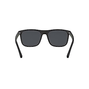 Emporio Armani Men's EA4129 Square Sunglasses, Matte Black/Grey, 56 mm