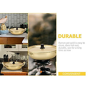 Yardwe Spoon Ramen Pot Korean Ramen Cooking Pot with Lid and Handles Korean Ramen Noodle Pot Fast Heating Ramyun Cooker for Cooking Soup Pasta Stew Kitchen Cookware 20cm Soup Pot Ramen Cooker