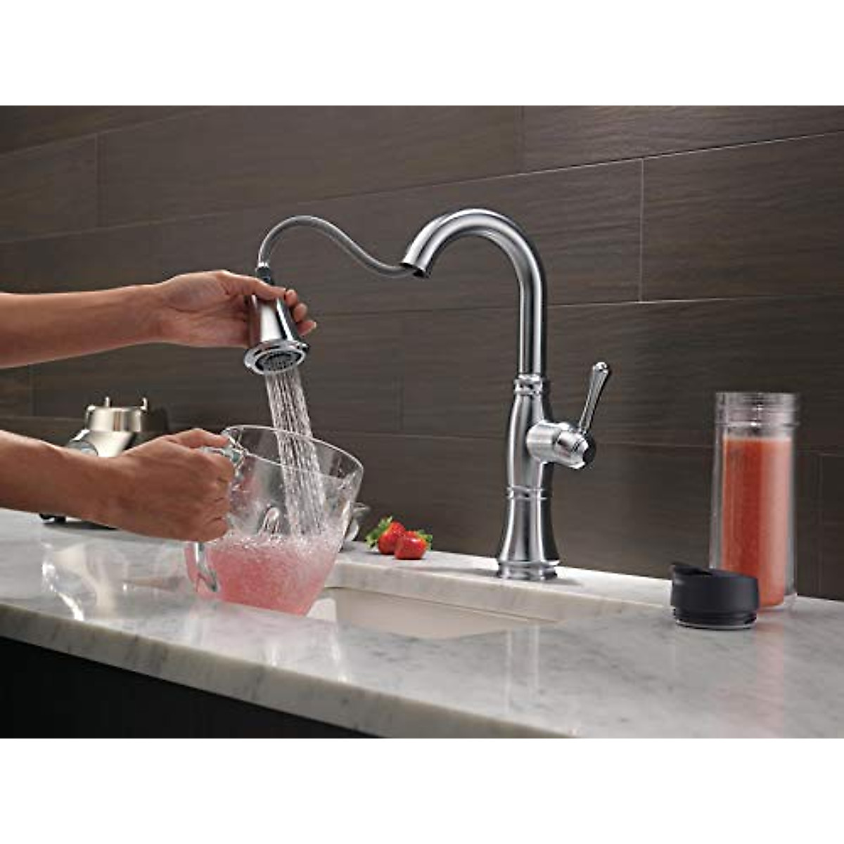 DELTA FAUCET 9997-AR-PR-DST Single Handle Pulldown Bar Faucet Pull-Down Prep, Lumicoat Arctic Stainless