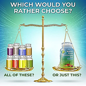 Vegan Whole Food Multivitamin without Iron, Daily Multivitamin for Men and Women, Organic Fruits & Vegetables, B-Complex, Probiotics, Enzymes, CoQ10, Omegas, Turmeric, All Natural, Non-GMO, 180 Count