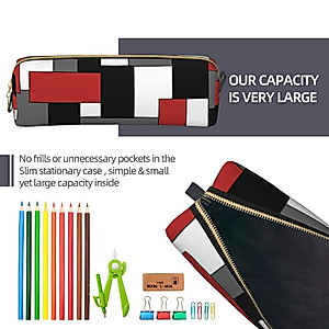 IMPCOKRU Small Pencil Bag Study Pencil Bag Key Pouch,Red Black and Gray Plaid,Stationery Storage Pencil Case for School Office Travel