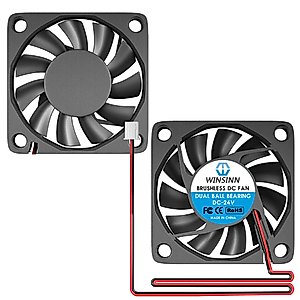 WINSINN DC 60mm Fan 24V 6010 Dual Ball Bearing Brushless Cooling 60mmx10mm 2PIN (Pack of 2Pcs)