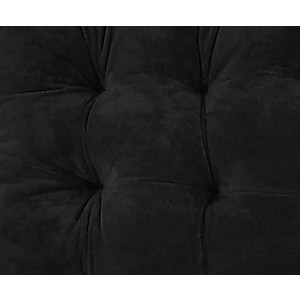 ELFJOY Set of 4 Square Chair Pads Indoor Seat Cushions Pillows with Ties Thick Soft Seat Cushion for Kitchen Dining Office Chair (18", Black)