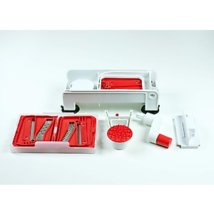 Paderno World Cuisine 3-Blade Folding Vegetable Slicer / Spiralizer Pro, Counter-Mounted and includes 3 Different Stainless Steel Blades