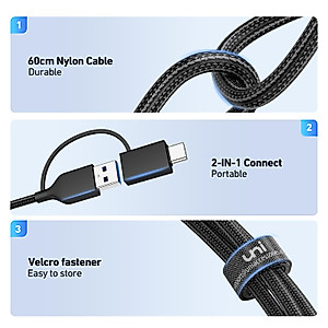 uni SD Card Reader, Memory Card Reader 4 in 1 USB C USB 3.0 Dual Connector Adapter Simultaneously Read SD MS CF TF Cards Supports Micro SD/Micro SDXC/SDHC/MMC/MS Pro Duo, etc