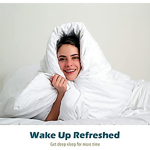 Feather Down Comforter Queen Size, All Seasons Duvet Insert, 100% Egyptian Cotton Fabric, Ultra-Soft Premium 750 Fill Power Feathers/Down Blend Full/Queen Bed Comforter, Ivory White, 90x90