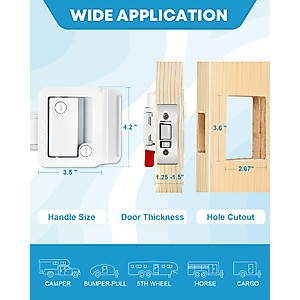 Kohree Upgraded RV Door Lock Replacement with Paddle Deadbolt, Camper Door Handle Latch, 100% Zinc Alloy RV Travel Trailer Entry Door Lock with Keys for Camper Horse Trailer Cargo Hauler, White