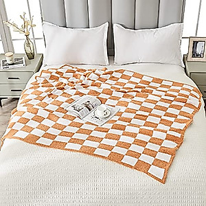 Villcr Fuzzy Checkered Blanket, Throw Blanket for Couch Bed Sofa Travel Camping,Soft Plaid Decorative Throw Blanket for All Seasion 51''x63'' (Brown)