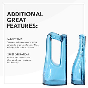 ToiletTree Products Poseidon Rechargeable Water Flosser with XL Tank - Oral Irrigator with Standard and XL Water Tank - Dental Water Flosser to Support Oral Health and Fight Bad Breath