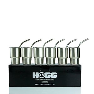 Hogg Mini Tumbler 6 Pack - 3oz Tumbler Shot Glass (Clear), Sublimation Shot Glasses with Lids, 3 oz Shot Glasses, Mini Tumblers with Lids and Straws, Sublimation Shot Glass Blanks