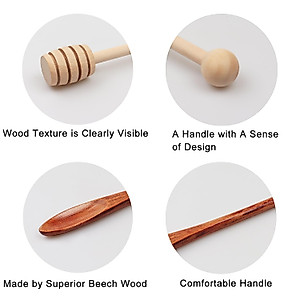 6.3Inch Wooden Honey Dipper Sticks: Long Handle Coffee Stirring Spoons - Honey Comb Sticks - Honey Wand for Honey Jar Dispense Drizzle Honey Wedding Party Favors
