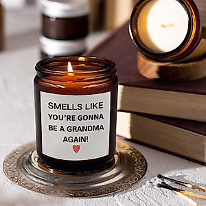 PUHEI Pregnancy Announcement Candle, Promoted Grandma Candle Gifts for Grandma, Grandam Gifts to Be, Grandma Again Announcement Gifts, Baby Announcement Candle Soy Scented Jar Candles（Vanilla Smell）