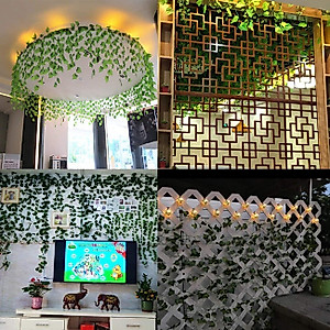 4 Pack 26.24 Feet Artificial Ivy Garland Greenery Garlands Hanging Plant Vine,Fake Ivy Leaves Fake Vines Artificial Ivy, Fake Foliage Flowers for Wedding Wall Decor, Party Room Decor,Green