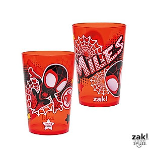 Zak Designs Marvel Spider-Man Nesting Tumbler Set for At Home, 14.5oz Non-BPA Plastic Cups, 4-Pack (Spidey and His Amazing Friends)