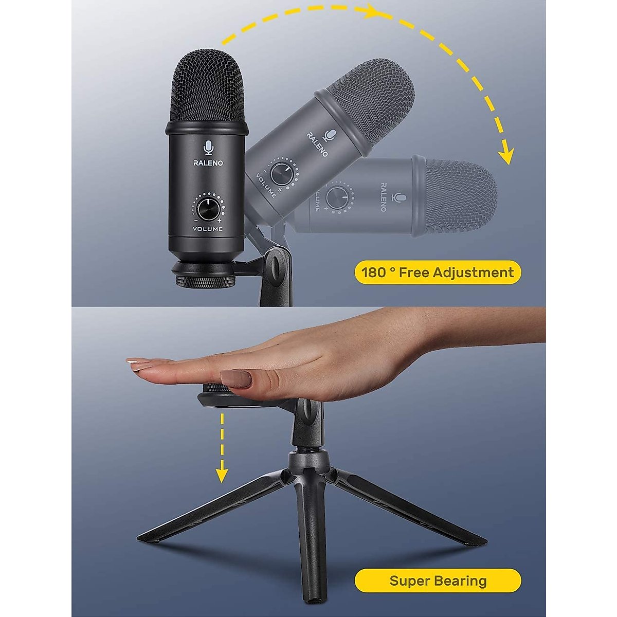 USB Microphone for Computer, Cardioid PC-Microphone, Professional 78 dB Full Metal Microphone, Compatible with Computers, Laptop, Mac, Good Use for Audio Recording, Skype, Gaming, Voice Chat