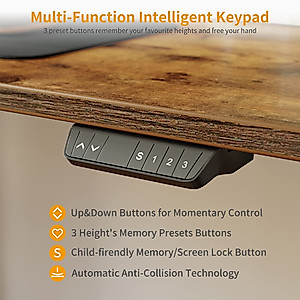 CubiCubi 63 x 24 Inch Standing Desk with Drawer, Electric Stand up Adjustable Height Electric Stand up Desk, Sit Stand Home Office Desk, Ergonomic Workstation Black Steel Frame/Rustic Brown Tabletop