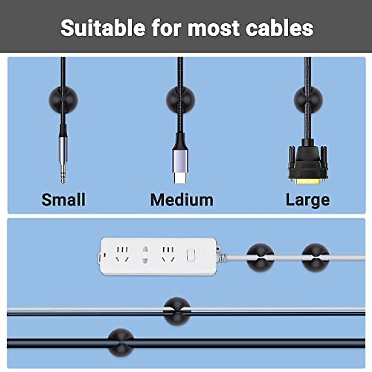 ENPOINT 30 Pack Cable Clips, Adhesive Cable Management,1 Slot Cable Holder Clips Wire Clips Black Cable Organizer for Power Cord, Phone Charger, PC, Car, Office, Home, Nightstand, Charging Accessory
