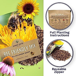 Bee Friendly Wildflower Seed Mix - Bulk 1 Ounce Packet - Over 7,500 Open Pollinated Seeds - Save The Bees!