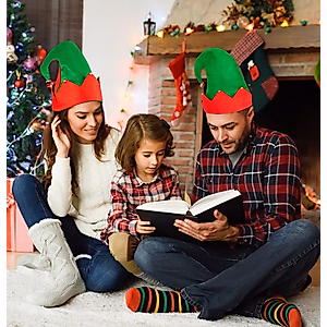 Moon Boat 3Pack Christmas Elf Felt Hat - Jingle Bells Xmas Holiday Party Costume Favors Gifts Accessoriess