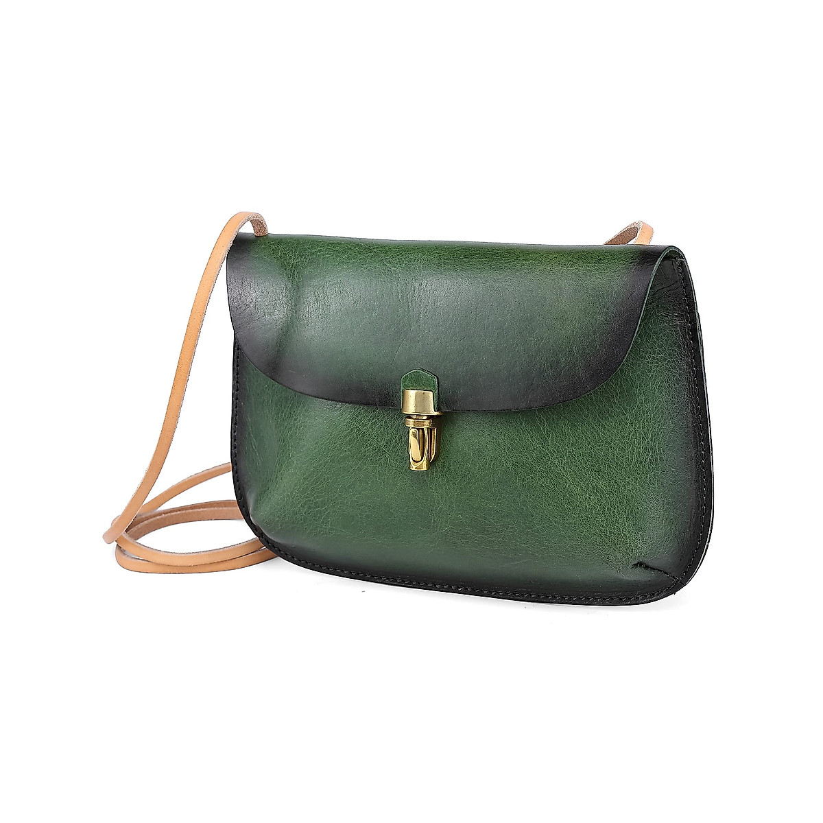 OLD TREND Ada Leather Crossbody Bag (Green Ombre)