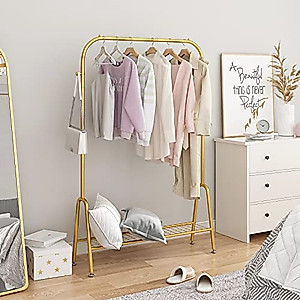 Grade one Gold Garment Rack Clothes Rack Metal Heavy Duty Drying Clothing Rack Metal Shoes Bags Clothes Organizer Storage Shelves