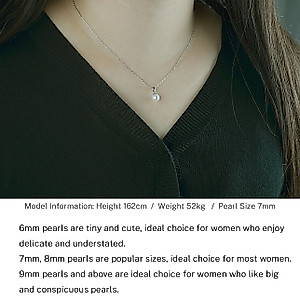 8mm Round Pendant Single Pearl Necklace Sterling Silver Freshwater Cultured Pearl Necklace for Women