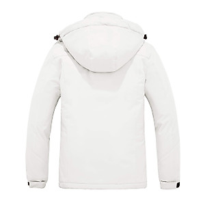 Skieer Women's Waterproof Ski Jacket Winter Parka with Detachable Hood White M