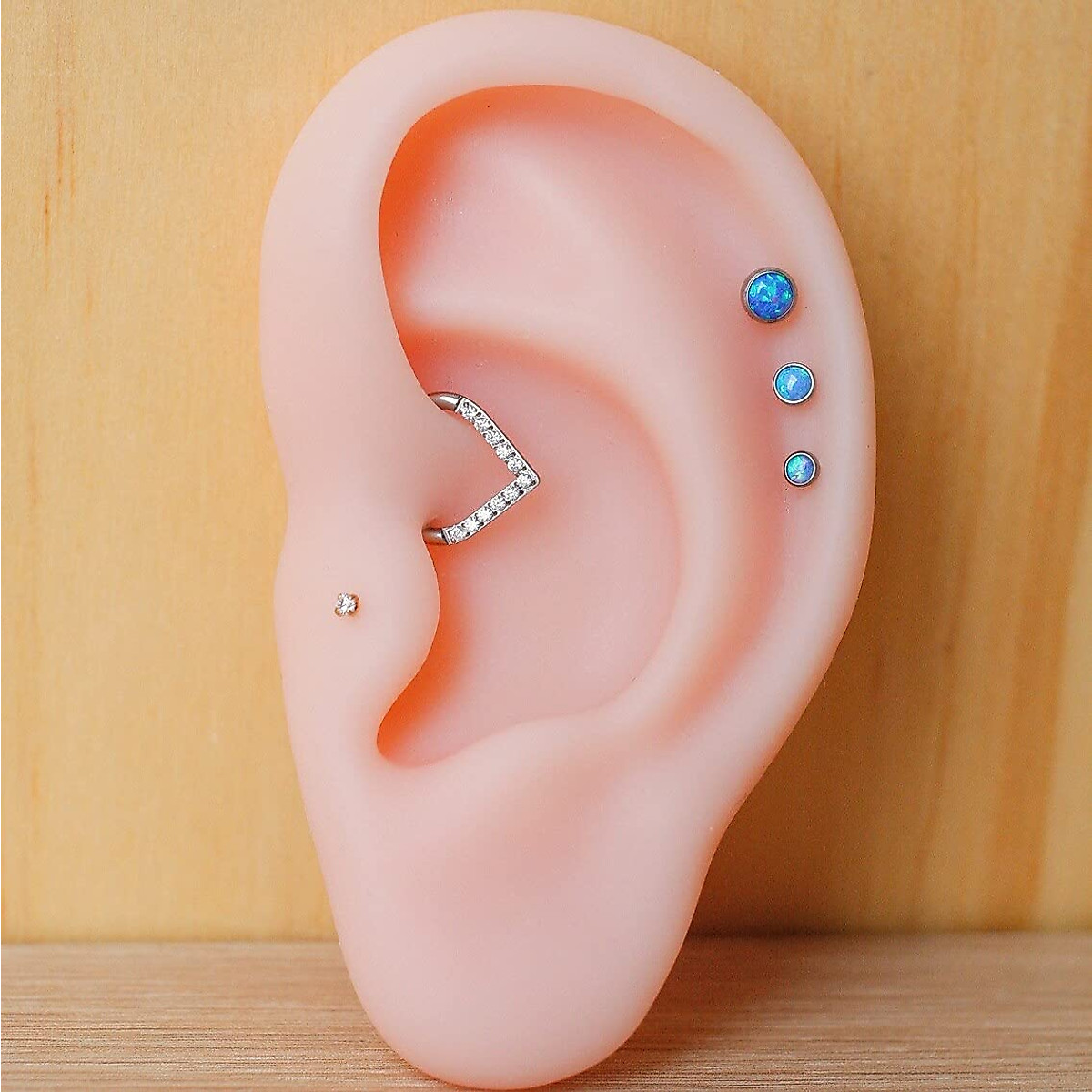 MissNity 16G 10mm Septum Rings 316L Surgical Steel Hinged Nose Hoop Ring 16 Gauge Clicker Segment Septum Jewelry Tear Drop Daith Earrings Body Piercing with Clear CZ, Silver