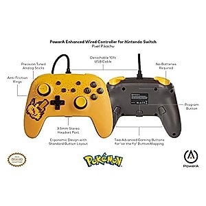 PowerA Pokemon Enhanced Wired Controller for Nintendo Switch - Pixel Pikachu, Gamepad, Wired Video Game Controller, Gaming Controller - Nintendo Switch