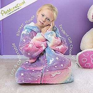 MeMoreCool Wearable Blanket Kids Blanket Hoodie, Hooded Blanket Kids Comfy Blanket Sweatshirt, Toddler Blanket with Hood