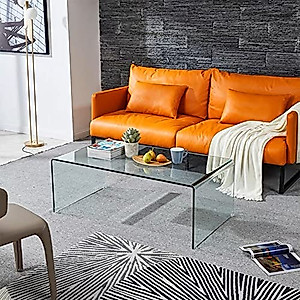 IANIYA Tempered Glass Coffee Table for Modern Living Room Decor, Easy to Clean with Safe Rounded Edges and Durable Design, 39.3" L x 19.6" W x 13.78" H (1, Transparent Coffee Table)