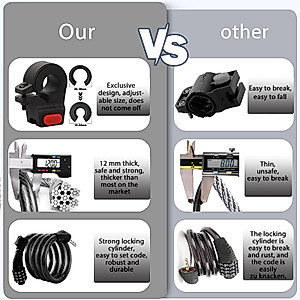 E Scooter Lock,Bike Lock Combination Lock Cable Compatible for Xiaomi M365/Max/GXL/Ninebot/Segway Scooter/Moto/Bicycle Lock 4ft Long/0.472In Scooter Anti-Theft Ideal Lock 4-Digit/12 Steel Cables Lock