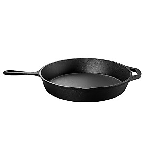 Cast Iron Skillet - 12 Inch Versatile and Durable Cast Iron Pan - Multi Use Premium Quality Kitchen Pans - Pre-Seasoned Round Big Frying Pan for Oven, Grill, Stove, Oven